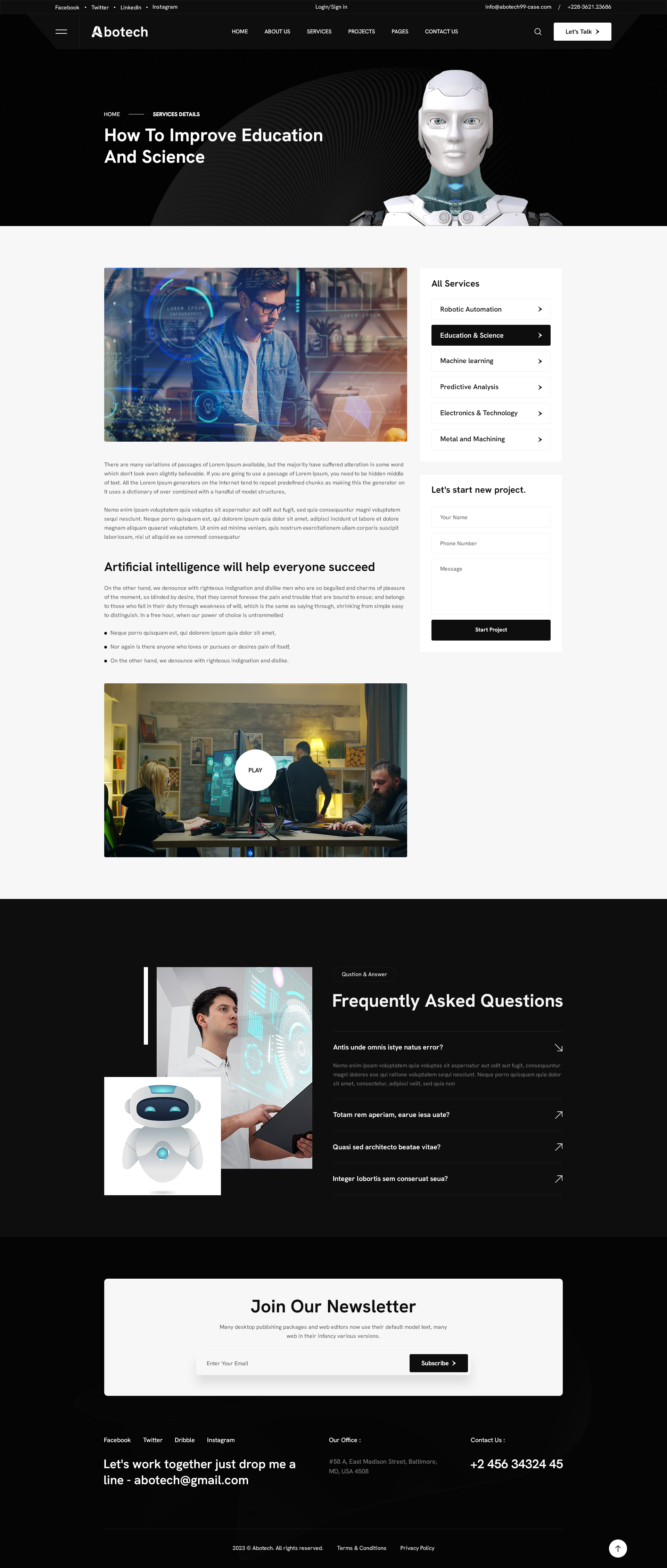 Abotech - Artificial Intelligence & Robotics PSD Template. by Wildstone-Theme